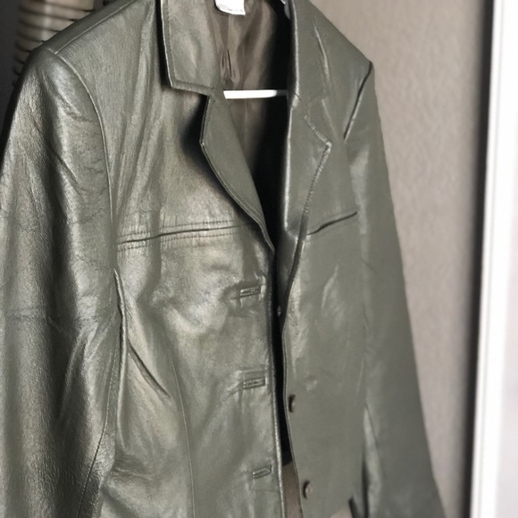 Jackets & Coats | Olive Green Leather Jacket | Poshmark